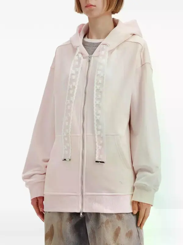 TOUT A COUP Lace-trim Zip-up Hoodie