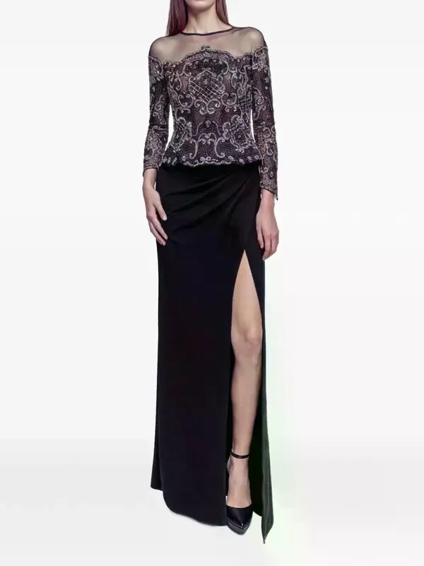 GEMY MAALOUF Draped Side-slit Skirt