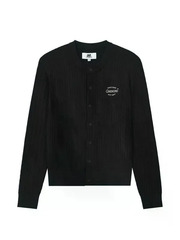 CHOCOOLATE Cable-knit Logo-embroidered Cardigan - Black