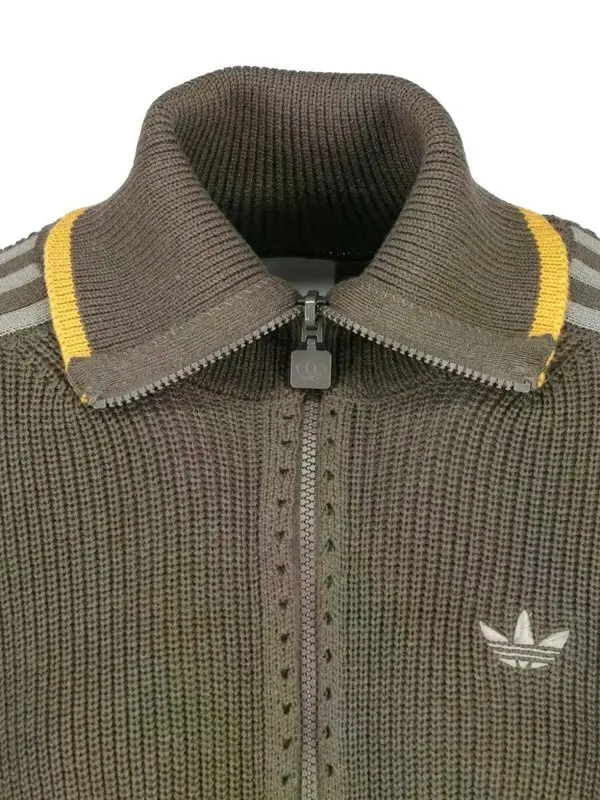 Adidas Firebird Logo-embroidered Zip-up Cardigan - Green