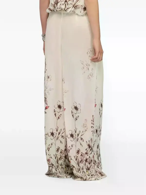 SEMICOUTURE Angeline Floral-print Palazzo Pants - Neutrals