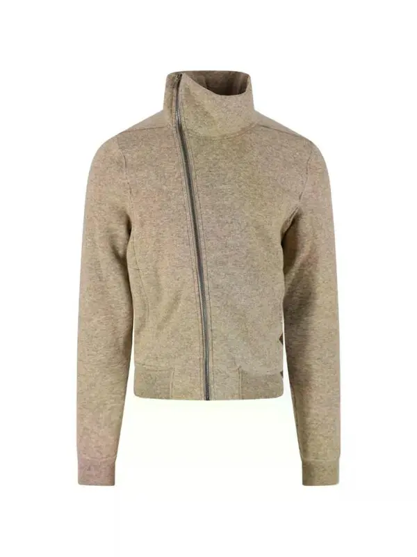 Rick Owens Tower Bauhaus Asymmetric-zip Funnel-neck Sweater - Neutrals