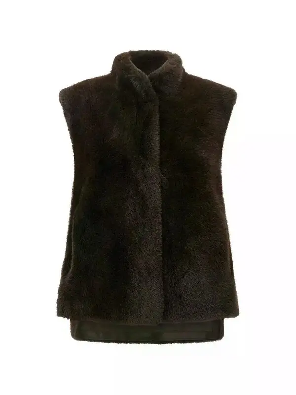LOU ANDREA Faux-fur Side-slit Vest