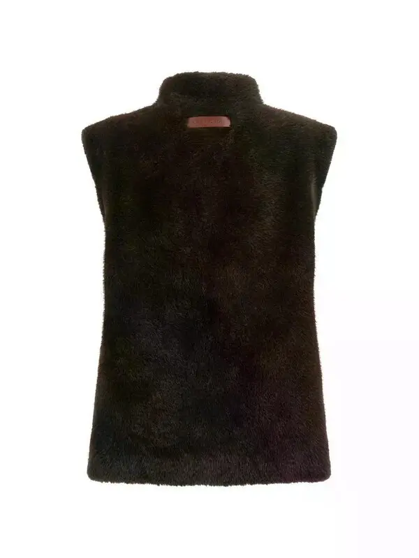 LOU ANDREA Faux-fur Side-slit Vest