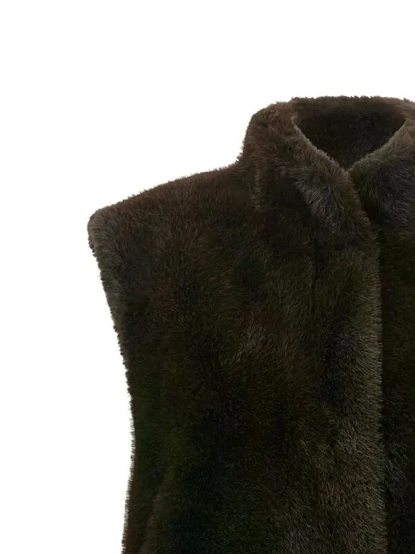 LOU ANDREA Faux-fur Side-slit Vest