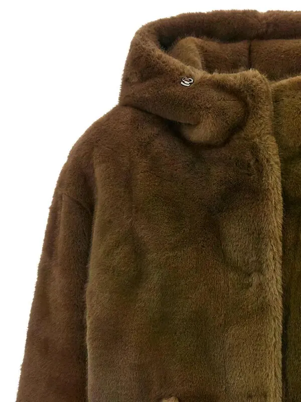 LOU ANDREA Hooded Faux-fur Jacket