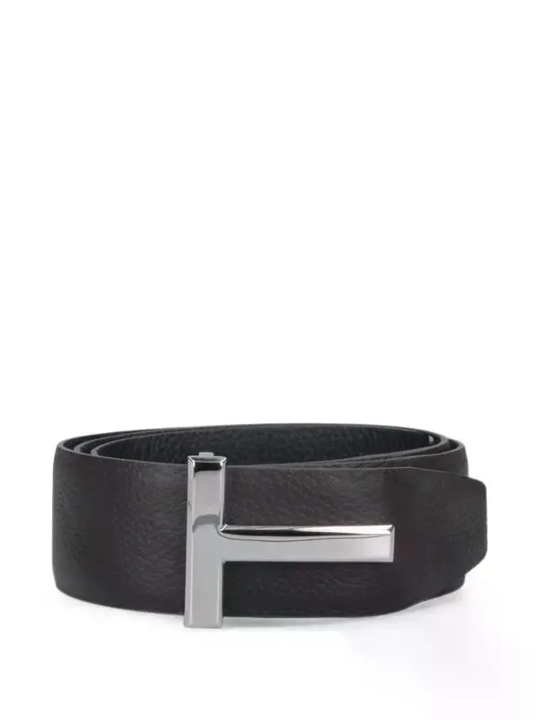 TOM FORD T-buckle Grained-leather Belt - Brown