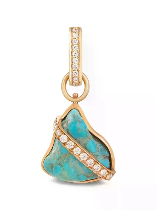 CLARA CHEHAB Medium Liberté Diamond And Turquoise Charm - Gold