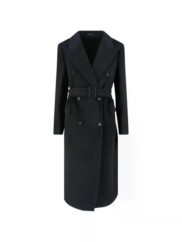 Tagliatore Jole Double-breasted Belted Midi Coat - Grey