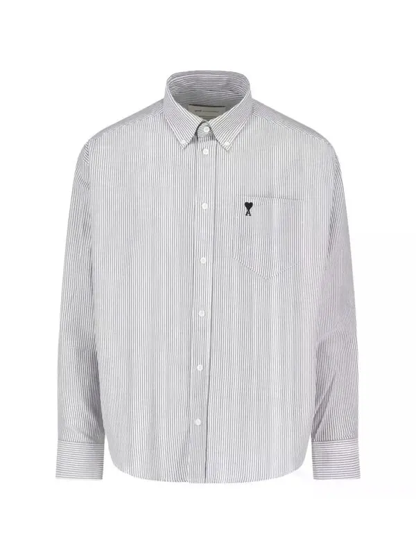 AMI Paris De Coeur Striped Shirt - White