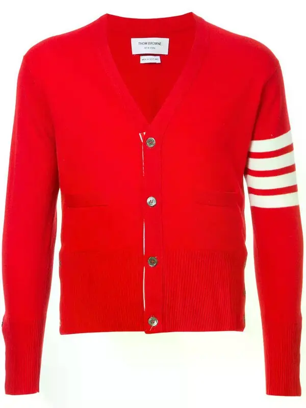 Thom Browne Cashmere 4-bar Stripe Cardigan - Red