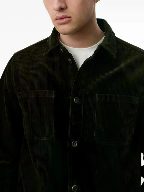 LES DEUX Corduroy Pocket-detail Shirt Jacket - Green