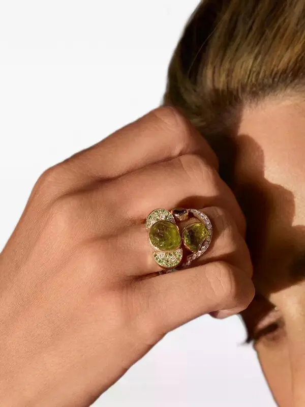 CLARA CHEHAB Irene Half Moon Tourmaline, Diamond And Peridot Ring