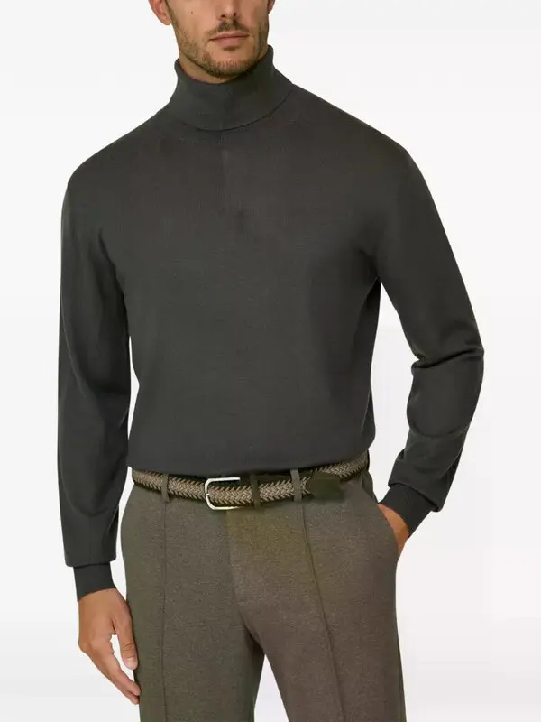 Boggi Milano Turtleneck Jumper In Extrafine Merino-wool - Grey