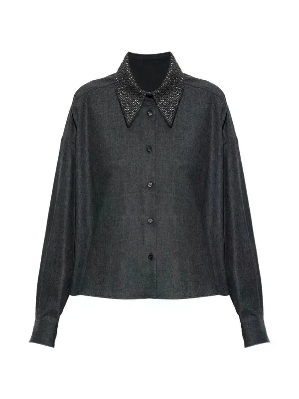 Fabiana Filippi Bead-embellished Collar Shirt - Grey