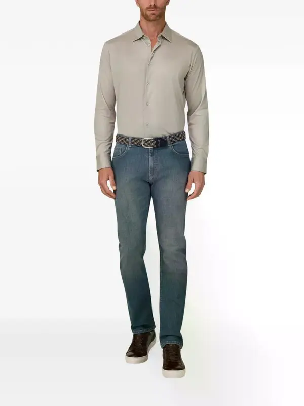 Boggi Milano Polo Shirt In Cotton And Silk Regular-fit - Neutrals
