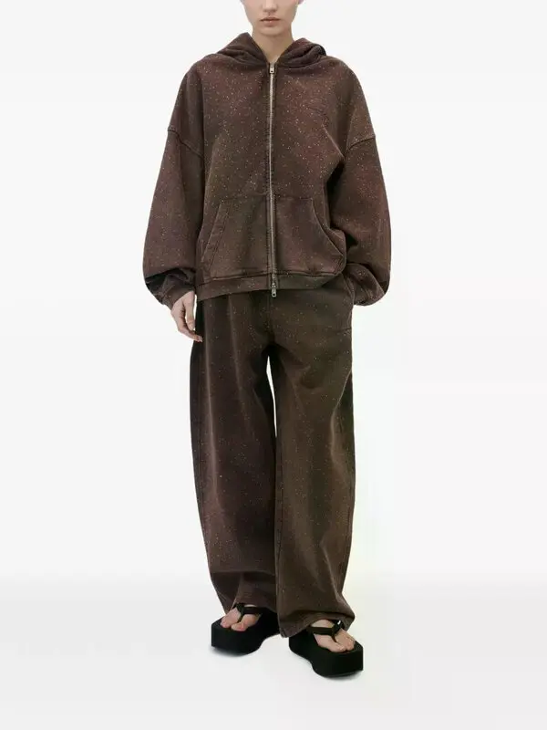Alexander Wang Mid-rise Oversized Sweatpants W/ All-over Hotfix - Brown
