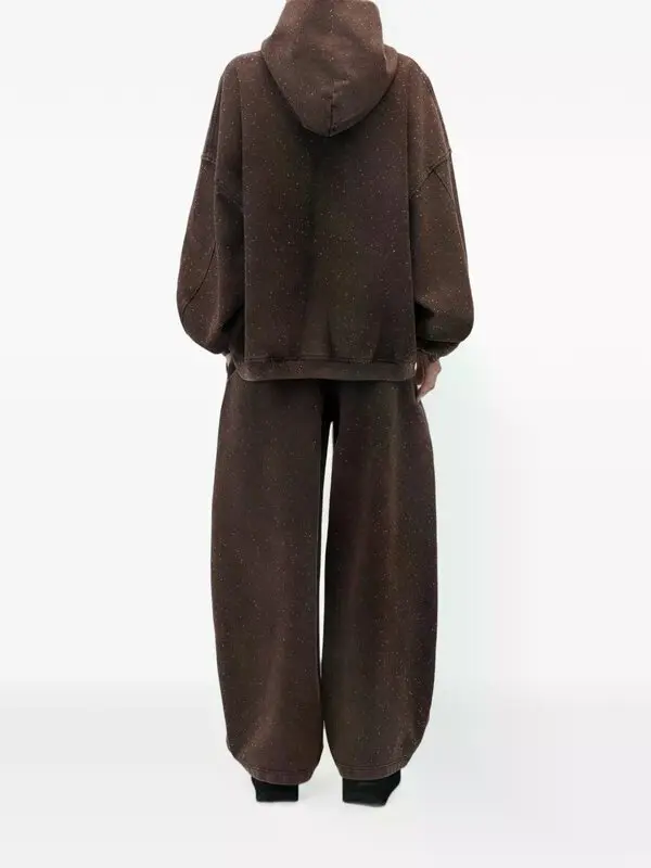 Alexander Wang Mid-rise Oversized Sweatpants W/ All-over Hotfix - Brown