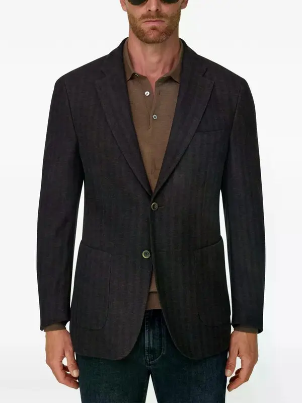 Boggi Milano Blazer Herringbone In Cotton And Wool B Jersey