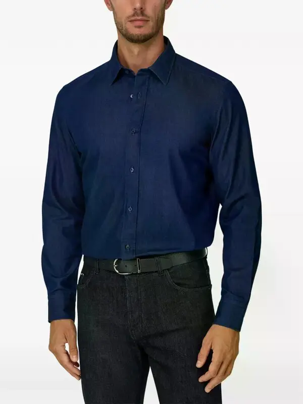 Boggi Milano Shirt In Cotton Denim Regular-fit