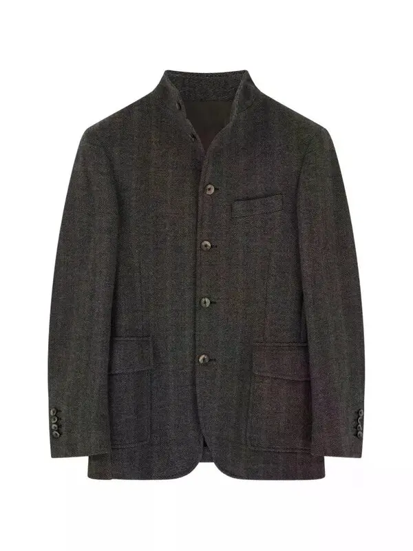 Boggi Milano Peacoat Herringbone In Wool And Cotton