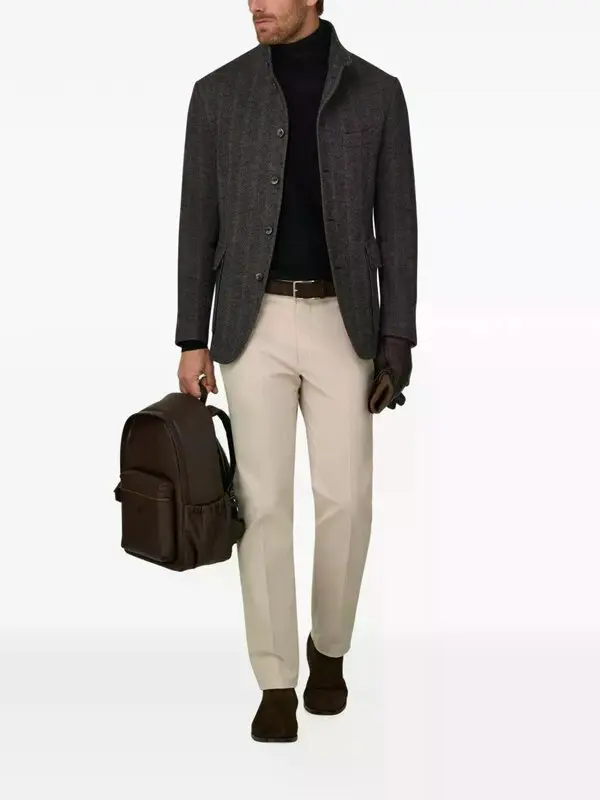 Boggi Milano Peacoat Herringbone In Wool And Cotton