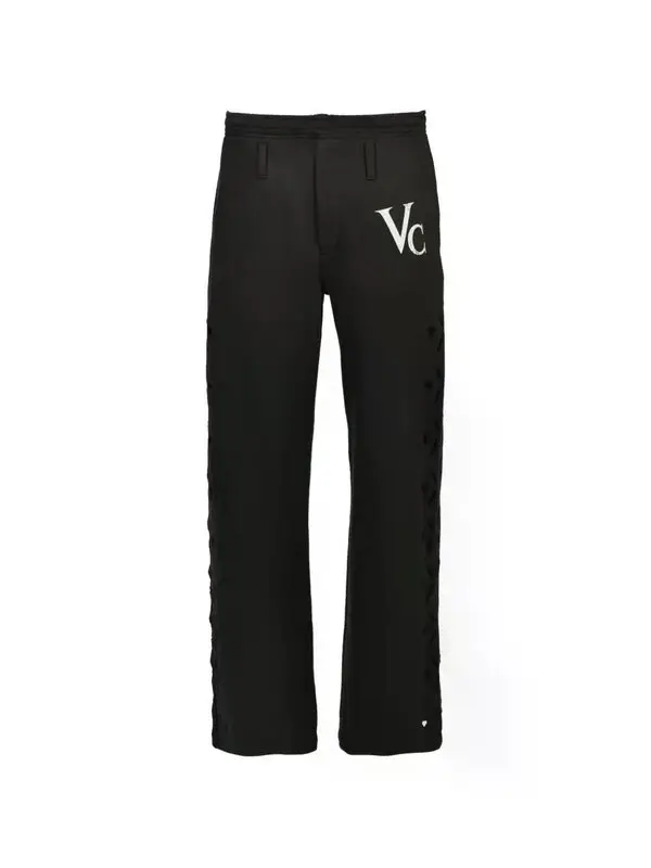 MASU Heart-hole Logo-print Track Pants - Black