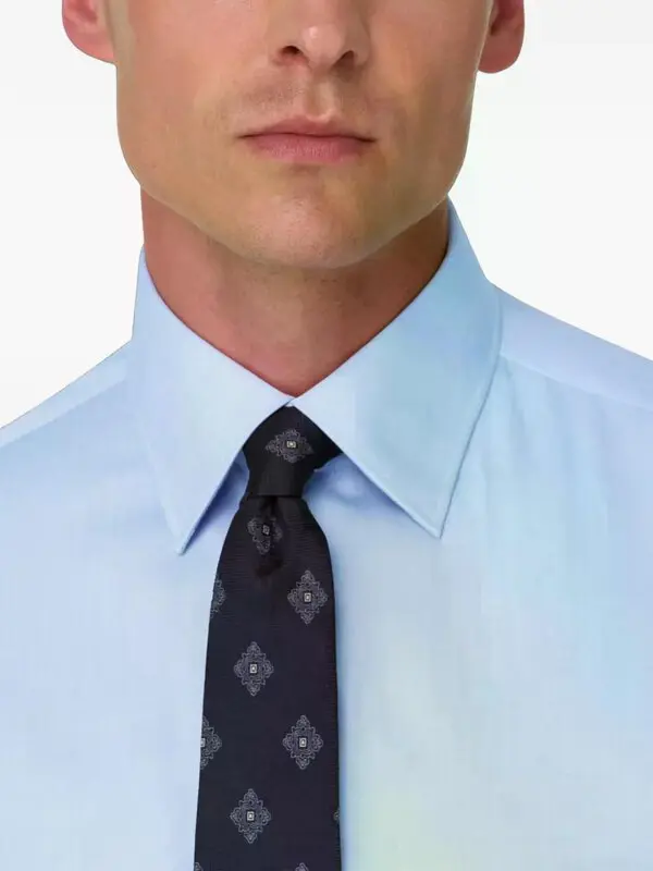 Boggi Milano Herringbone Cotton Muslin Shirt Regular Fit