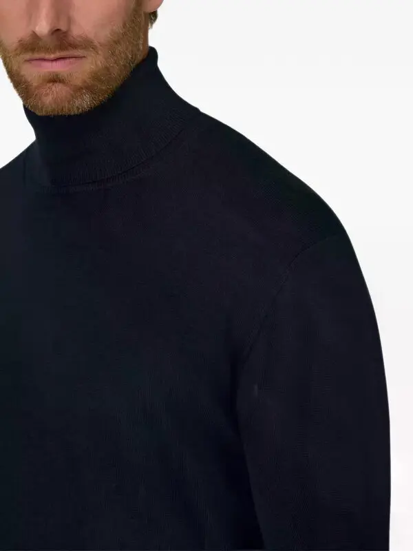 Boggi Milano Turtleneck Jumper In Extrafine Merino Wool - Blue