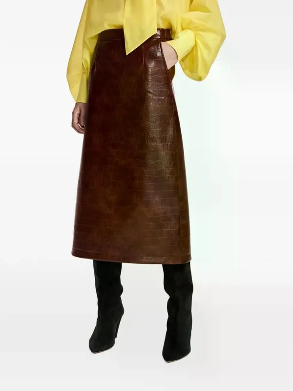 Essentiel Antwerp Kind Crocodile-effect Skirt - Brown