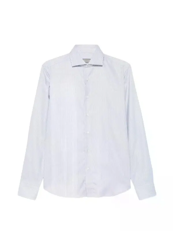 Canali Micro-check Long-sleeve Shirt - White