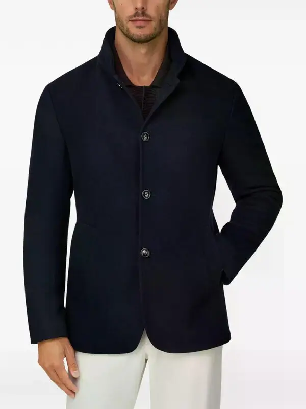 Boggi Milano Peacoat Padded In Wool Blend Mélange