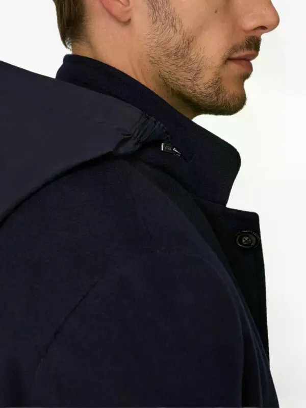 Boggi Milano Peacoat Padded In Wool Blend Mélange