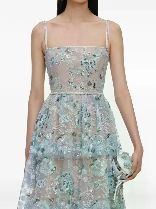 SELF-PORTRAIT Sequin-embellished Tiered Midi Dress