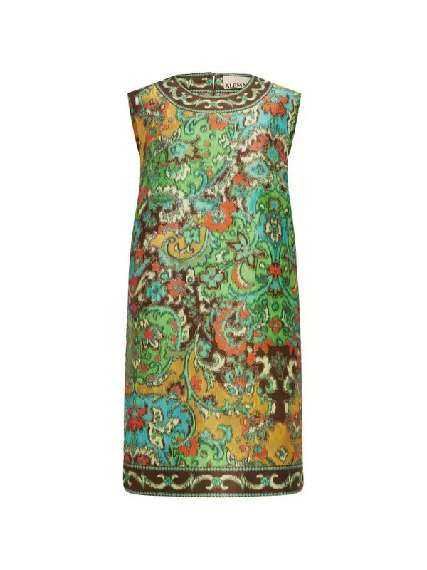 ALEMAIS Charlotte Paisley-print Mini Dress - Green