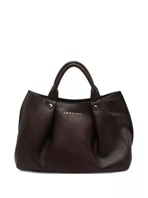 ERMANNO FIRENZE Logo-plaque Pebbled-leather Tote Bag - Brown