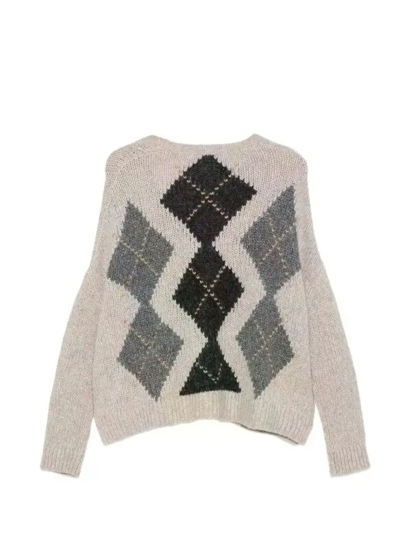 LUISA CERANO Argyle-knit V-neck Cardigan
