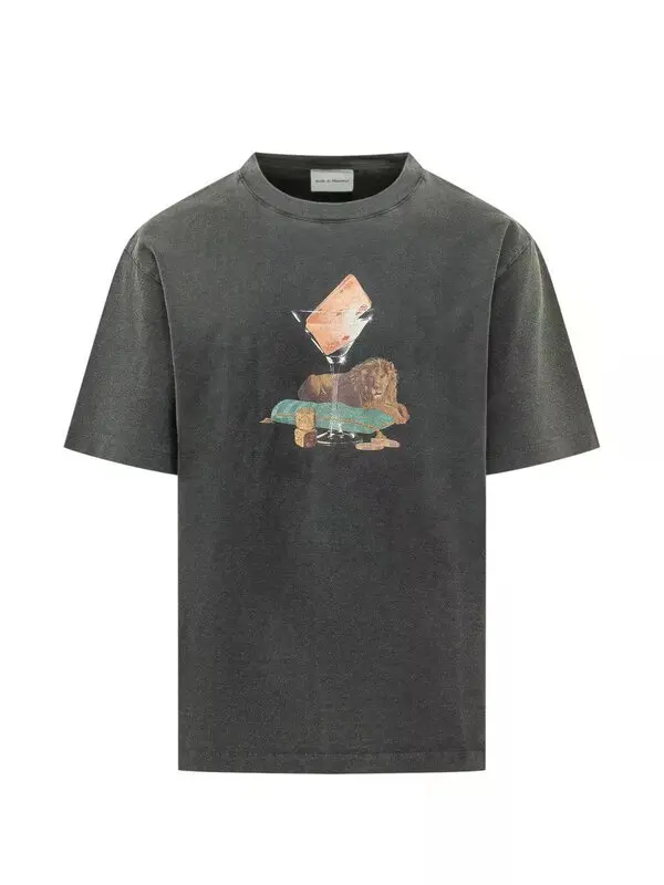 Drole De Monsieur Glass Lion Graphic-print T-shirt - Grey