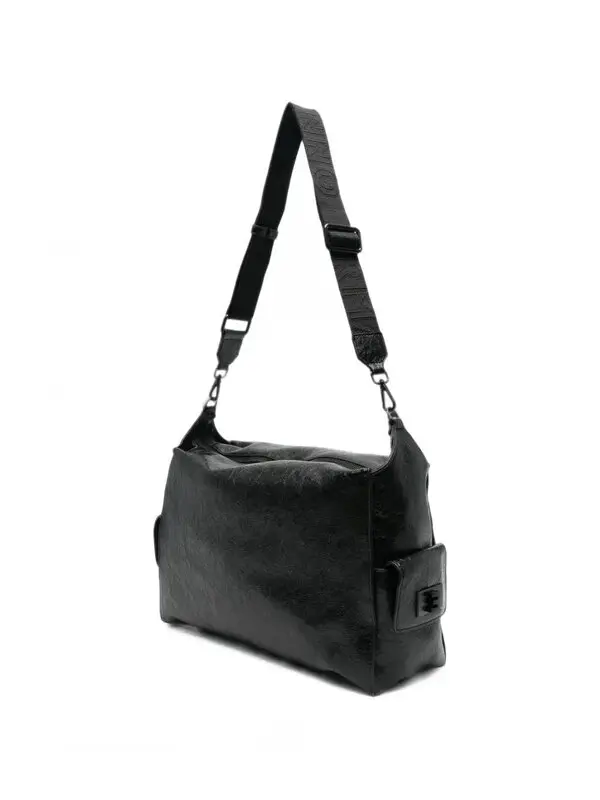 ERMANNO FIRENZE Crinkled-leather Crossbody Bag - Black