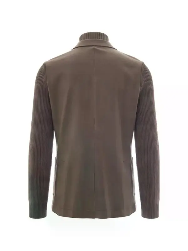 Eleventy Panelled Knit-sleeve Jacket - Brown