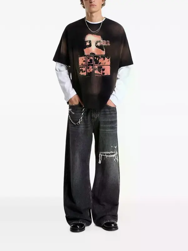 MISBHV 7:30 Pm Lakefront Graphic-print Washed T-shirt - Black