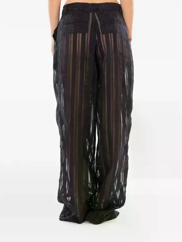 WHITE SAND Chalk-stripe Sheer Trousers