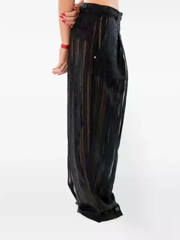WHITE SAND Chalk-stripe Sheer Trousers