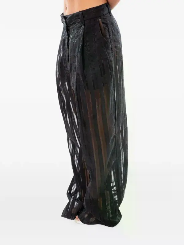 WHITE SAND Chalk-stripe Sheer Trousers