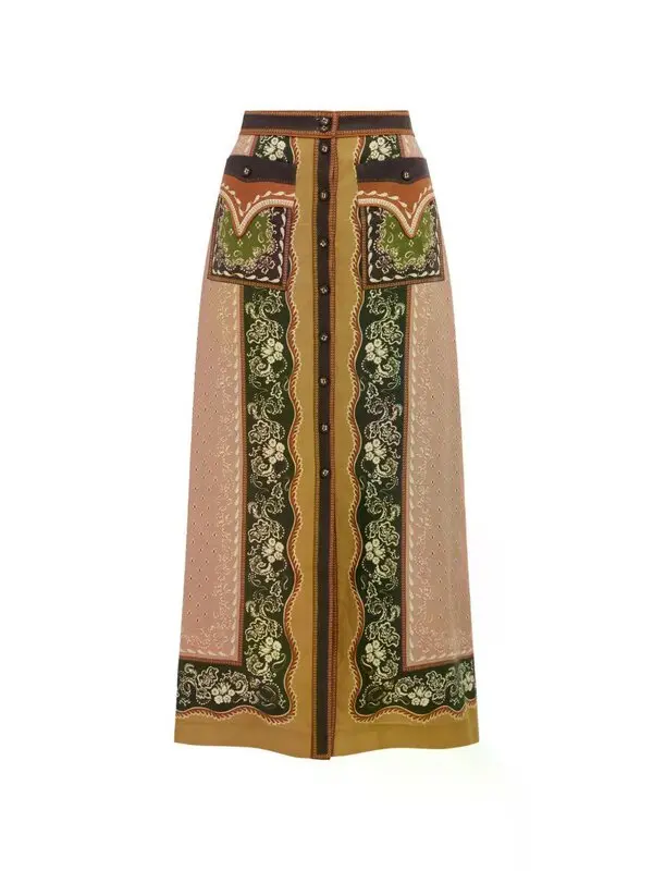 ALEMAIS Darcey Floral-print A-line Midi Skirt