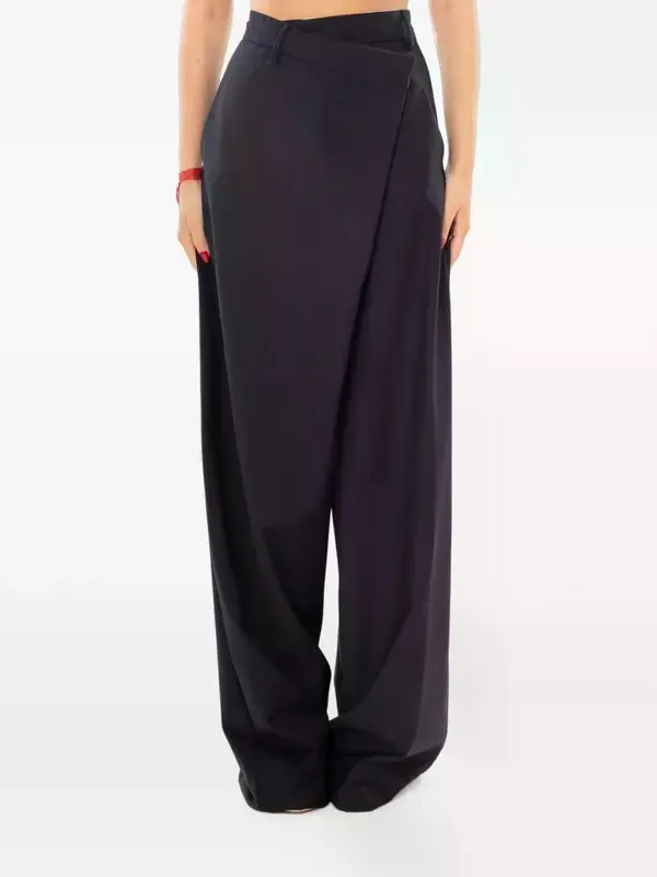 WHITE SAND Asymmetric Wrap-front Trousers