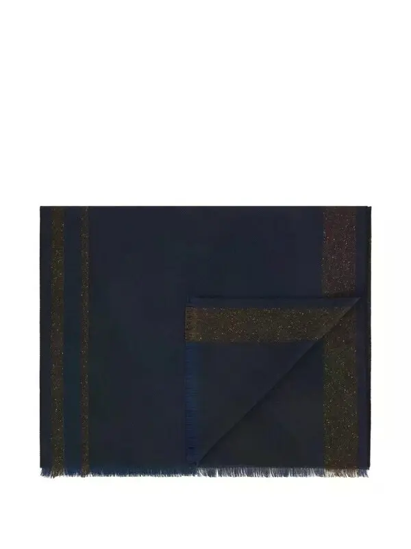 Boggi Milano Scarf With Contrasting Stripes In Wool Blend - Blue