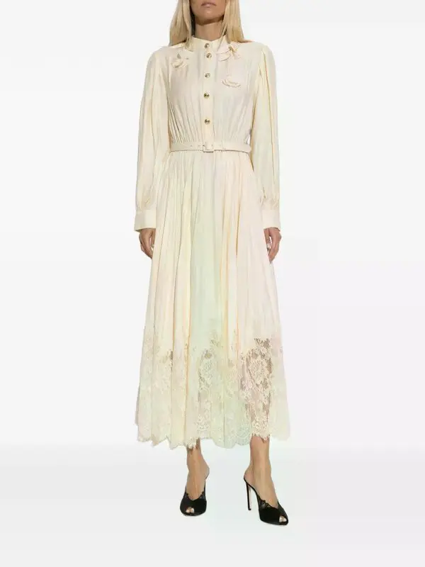 SELF-PORTRAIT Lace-trim Pleated Dress