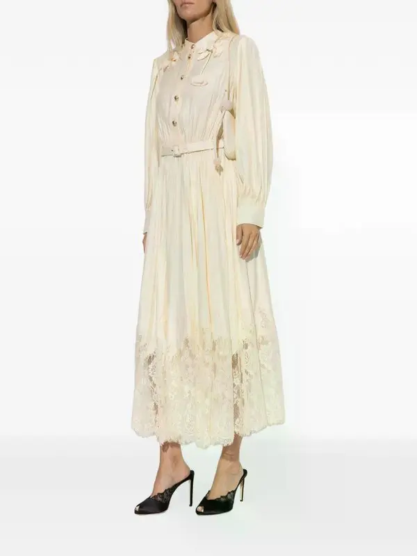 SELF-PORTRAIT Lace-trim Pleated Dress