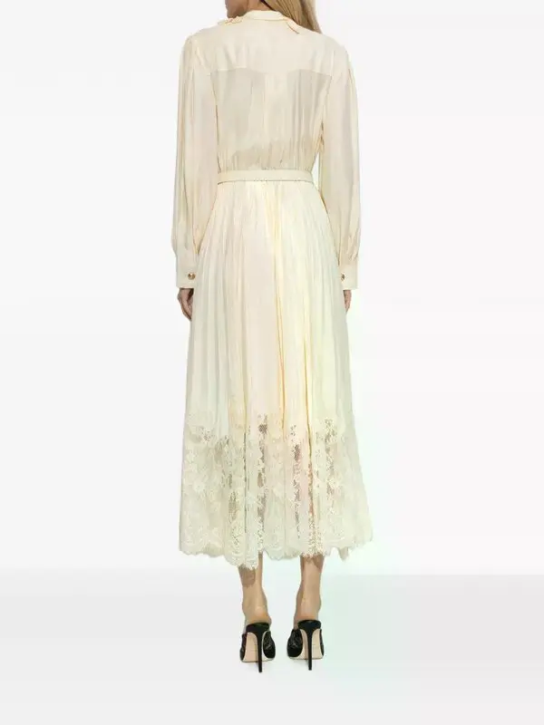 SELF-PORTRAIT Lace-trim Pleated Dress